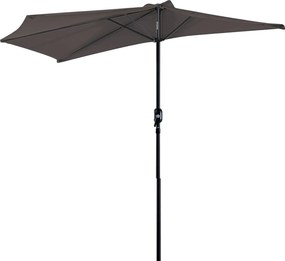 Outsunny Slunečník 270x138x236 cm se kličkou a půlkruhovým tvarem pro venkovní použití, terasa, patio, bazén Šedý | Aosom