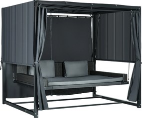 Houpačka Outsunny Hollywood s pergolou, zahradní houpací lůžko odolné proti povětrnostním vlivům, včetně polštářů, 235 x 180 x 210 cm, tmavě šedá pro…