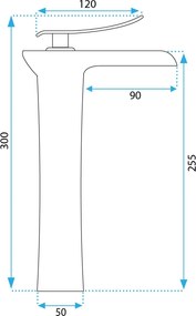 Rea Laguna, vysoká umyvadlová baterie h-300, měděná matná, REA-B8121