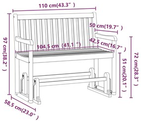 Zahradní houpací lavice 110 cm masivní akáciové dřevo,  316608