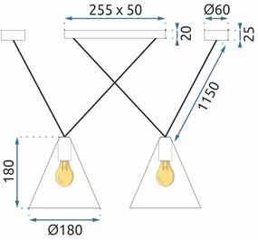 Toolight Stropní závěsné svítidlo ve stylu Loft APP548-2CP Black