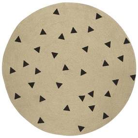 ferm LIVING Jutový koberec Triangles Small Ø100 cm, černá barva, přírodní barva