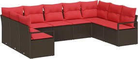 Set pohovek 9 ks Hnědá polyratan 3346544
