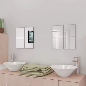 Amirro Set zrcadlových dlaždic na zeď chodbu do pokoje ložnice koupelny předsíně nalepovací QUATTRO 30 x 30 cm k nalepení včetně oboustranné lepící pásky 101-030