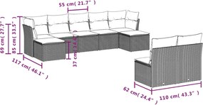 9dílná zahradní sedací souprava s poduškami béžová polyratan 3250107