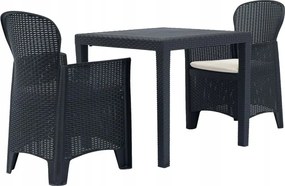 Fionshop 264015239 3dílný bistro set antracitový plastový ratanový vzhled