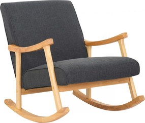 Houpací křeslo židle Morelia - látka, dřevěné nohy natura - Tmavě šedá