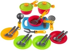 TEDDIES Sada nádobí s prkénkem / Dětská kuchyňka / plast / v síťce / o
