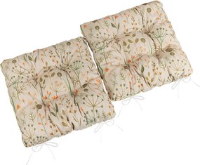 Bellatex Sedák Dita prošívaný SET 2ks 40x40 cm Větvička Oranžová,Zelená,Béžová