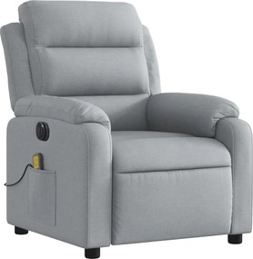 Elektrické masážní polohovací křeslo světle šedé textil 3204968