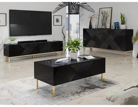 Nábytek do obývacího pokoje Madrielle, Barva dřeva: černá/černý lesk