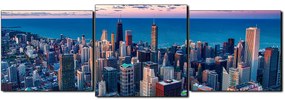 Obraz na plátně - Mrakodrapy v Chicagu- panoráma 5268D (150x50 cm)