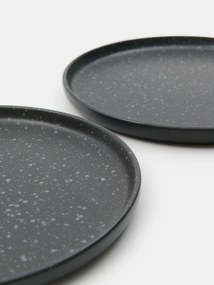 Sinsay - Keramické talíře s tečkovaným vzorem 2 pack - černá