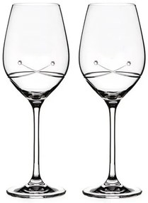Diamante sklenice na bílé víno se Swarovski krystaly Kiss 360 ml 2KS