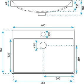 Zápustné umyvadlo Rea Mandy 60 cm bílé