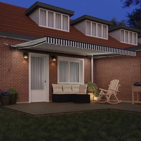 Automatická zatahovací markýza s LED antracit a bílá 450x300 cm 3310236