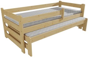 Vomaks Dětská postel s výsuvnou přistýlkou DPV 001 se zábranou Rozměr: 90 x 200 cm, Barva: moření olše