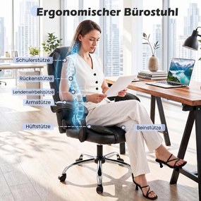 Costway Ergonomická manažerská židle s kolečky, nastavitelnou výškou – černý