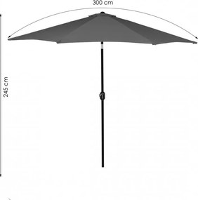 Zahradní slunečník 290 cm, tmavě šedý SPRINGOS SUNNY GU00200