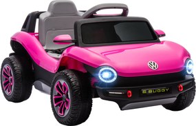 AIYAPLAY dětské elektrické auto od 3 let Volkswagen E-Buggy 12V s dálkovým ovládáním 2,4 G, odpružená kola, růžová