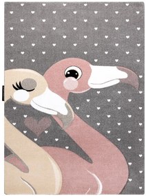 Hans Home | Dětský kusový koberec Petit Flamingos hearts grey - 160x220
