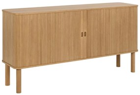 Dřevěná komoda do obývacího pokoje Langley 160 cm (23284), dub, s lamelami