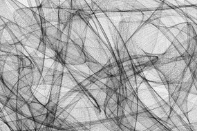 DIMEX | Samolepicí vliesová fototapeta na zeď Abstraktní malba MA-5-2512 | 375 x 250 cm | bílá, černá