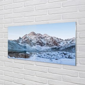 Obraz na skle Horské zimní jezero 140x70 cm
