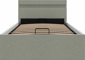 Rám postele úložný prostor LED světle šedý textil 100 x 200 cm 285607