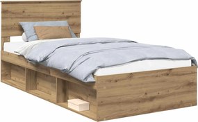 Rám postele Umělecký dub 100 x 200 cm Masivní borové dřevo 3410644