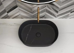 Sapho Blok kamenné umyvadlo na desku 55 x 37 cm bez otvoru pro baterii matný černý Marquin 2401-51