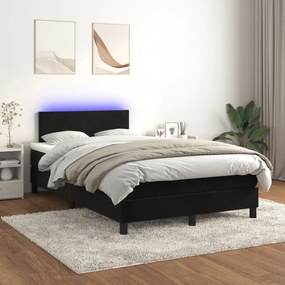Box spring postel s matrací a LED černá 120x200 cm samet 3134275