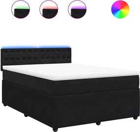 Box spring postel s matrací černá 140x200 cm samet 3290072
