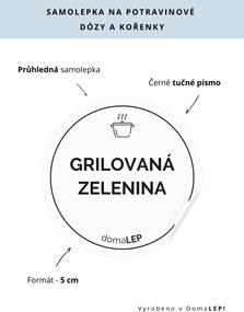 Samolepka na kořenky GRILOVANÁ ZELENINA průhledná 5 cm tučné písmo