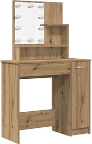 sada toaletního stolku s LED dub artisan kompozitní dřevo 3329186