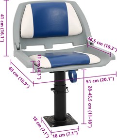 vidaXL 4dílný set skládacího sedadla bez polštáře 48 x 51 x 41 cm [3284283] Barva: Modro-bílá