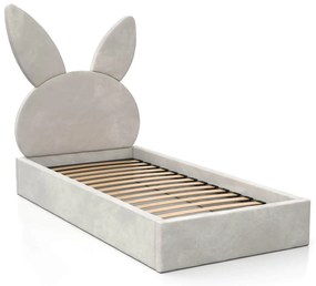 Čalouněná dětská postel 90x200 s roštem, šedá Velvet Kids Line 2 Rabbit