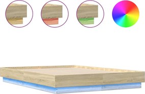 Rám postele s LED osvětlením dub sonoma 135 x 190 cm 3209816