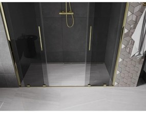 Mexen Velar Duo, posuvné sprchové dveře do otvoru 170 cm, 8mm šedé sklo, zlatá lesklá, 871-170-000-42-50