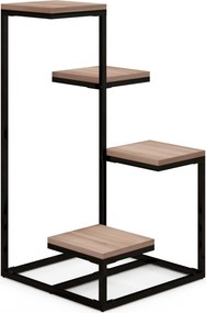 Outsunny Kovový a Dřevěný Stojan na Rostliny s Květinami 4 Úrovně Průmyslový Styl 40L x 40Š x 75,5V cm