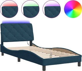 Rám postele s LED bez matrace modrý 80 x 200 cm samet 3213823