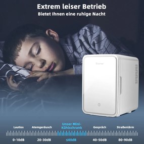 Costway Mini lednice 10 l přenosná lednice s LED zrcadlem – 23 × 28 × 34 cm