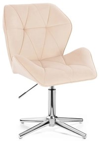 LuxuryForm DESIGN Otočná židle MILANO MAX VELUR na stříbrném kříži - krémová
