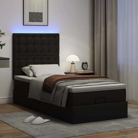 Osmanský rám postele s matrací černá 90x200cm umělá kůže 3313830