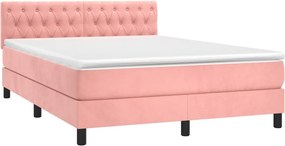 Box spring postel s matrací růžová 140x200 cm samet 3141490