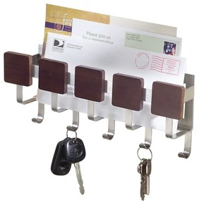 Nástěnný držák na klíče s přihrádkou na dopisy iDesign Fombu