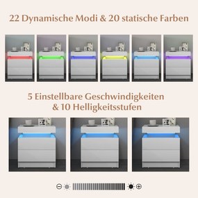 Costway Noční stolek s LED světly noční komoda s 2 zásuvkami
