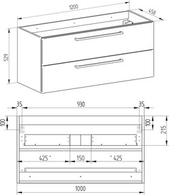Mereo, Mereo Bino, koupelnová skříňka 120 cm, bílá, MER-CN663SN