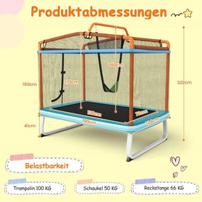 Costway Obdélníková trampolína 3-in-1 pro děti trampolína pro – pomerančový