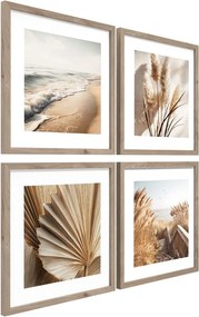 Tištěné obrazy v sadě 4 ks s rámem 30x30 cm Boho Dreams – Styler